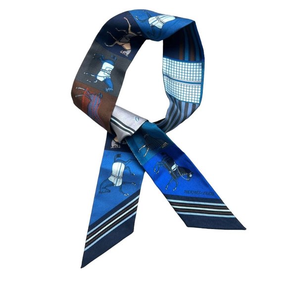 Hermes | Accessories | Hermes Ribbon Twilly Logo Silk Neckerchief 34 ...
